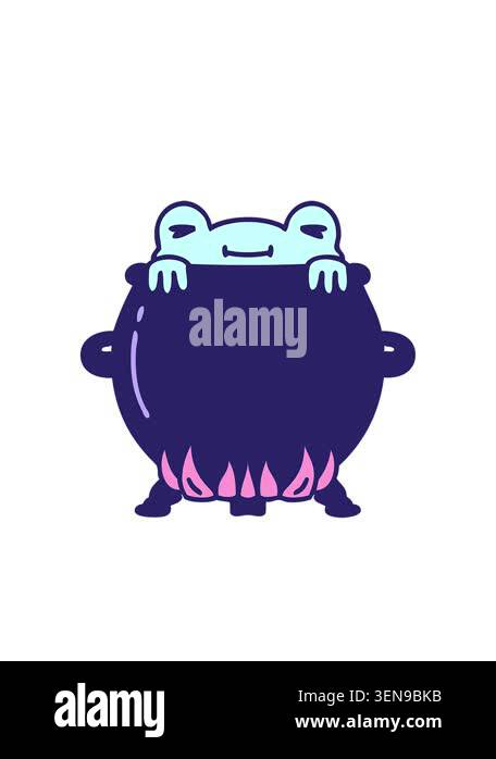 blinking radial lines animation of a frog bathing in a cauldron Stock ...