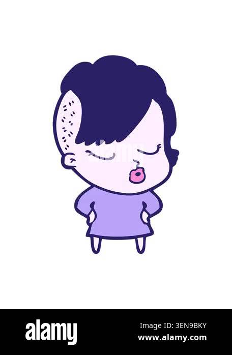 shivering motion animation of cartoon pretty hipster girl Stock Video ...