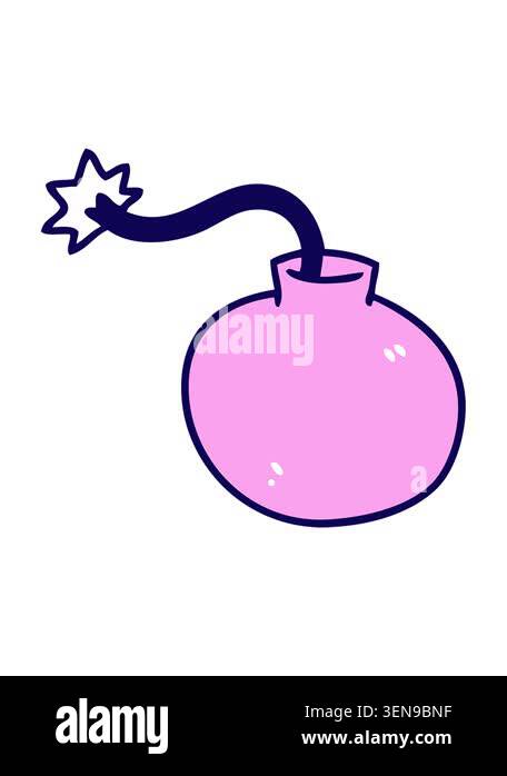 neon light effect animation of hand drawn quirky cartoon bomb Stock ...