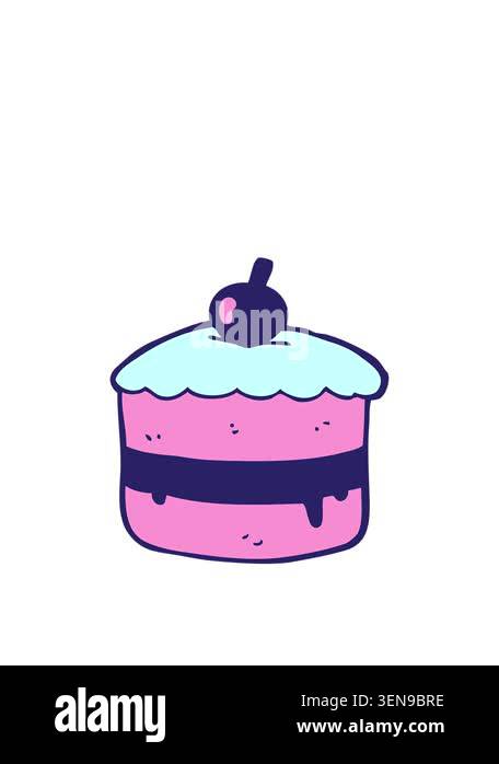 stretching up animation of cake cartoon Stock Video Footage - Alamy