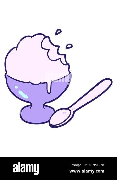 shaking motion animation of cartoon ice cream dessert in bowl Stock ...