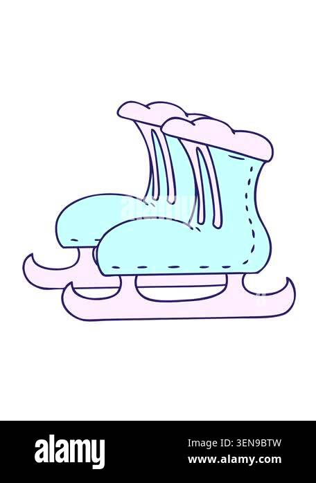 jiggle motion animation of hand drawn cartoon doodle ice skate boots ...