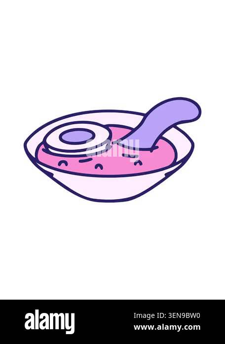 spinning motion animation of ramen soup in traditional bowl design ...