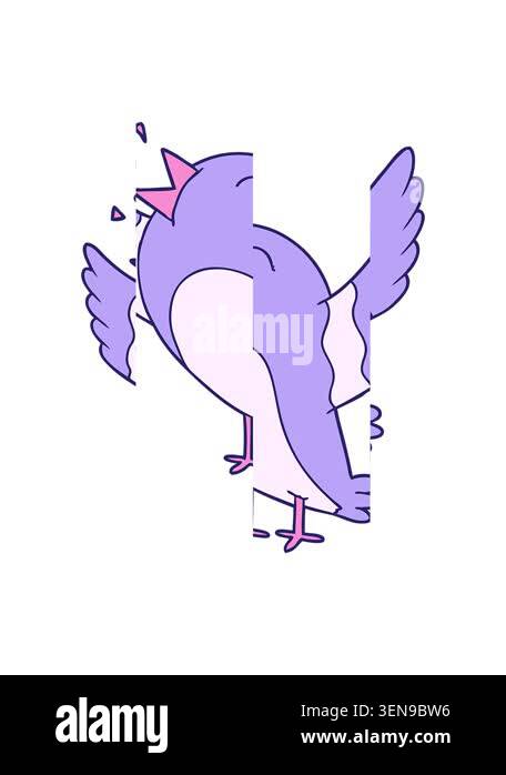 splitting motion animation of retro cartoon cute bird Stock Video ...