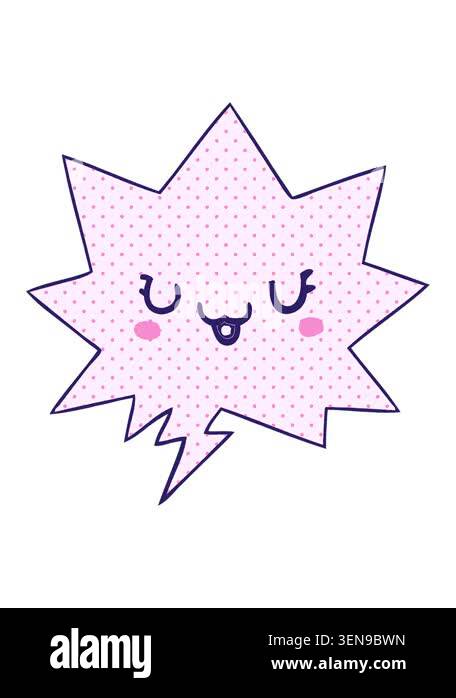 jiggle and pause animation of cute happy cartoon face with speech ...