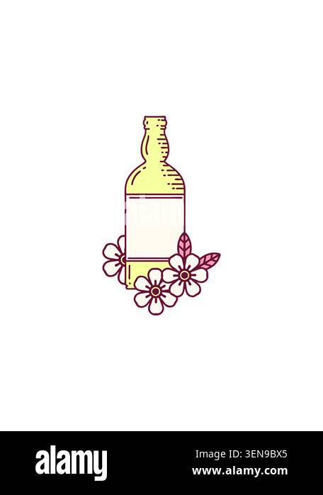 starburst effect animation of iconic tattoo style image of a rum bottle ...