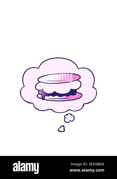 stretching up animation of smore cartoon with thought bubble in smooth ...