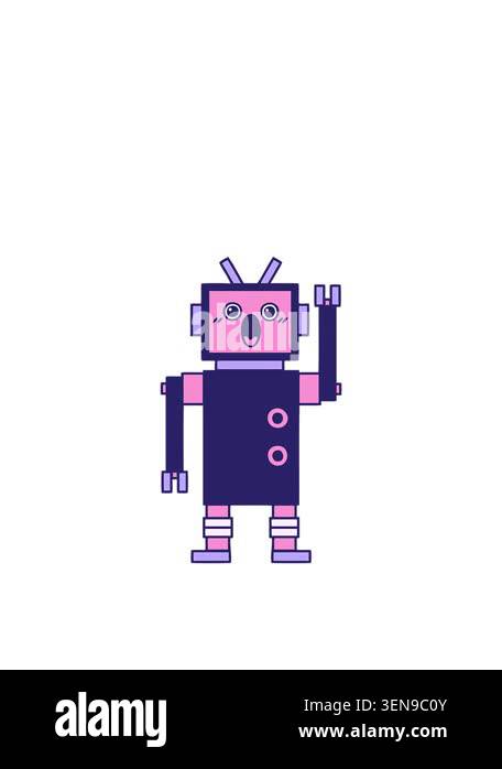 jumping motion animation of cute cartoon of a robot drawing Stock Video ...