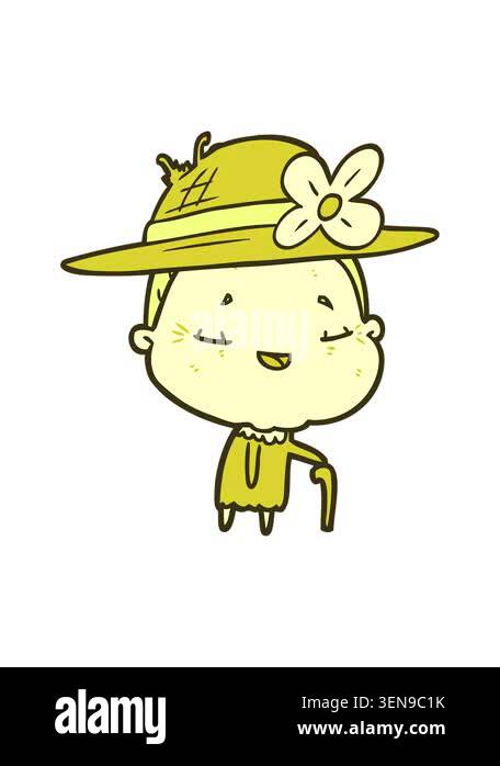 changing color animation of cartoon old woman with walking stick Stock ...
