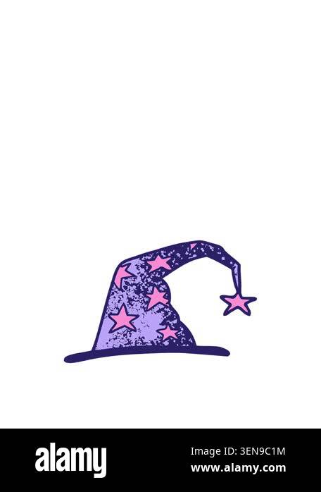 stretching up animation of cartoon wizard hat Stock Video Footage - Alamy