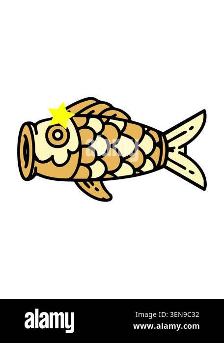 twinkling stars effect animation of japanese koi carp paper flag Stock ...