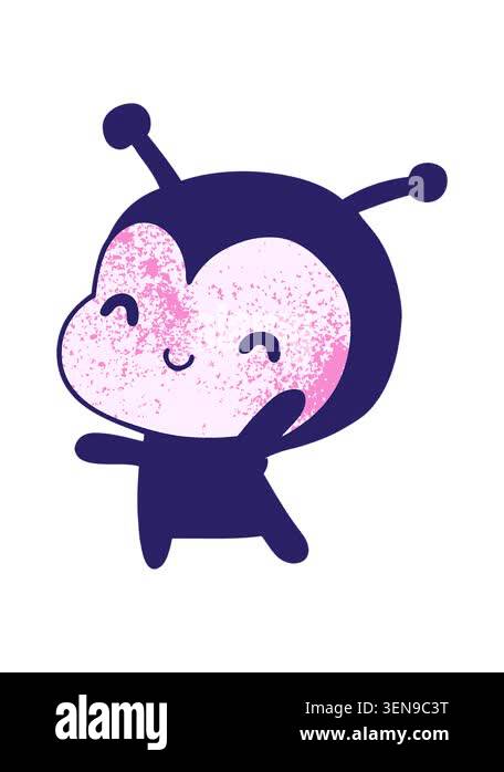 jiggle and pause animation of textured cartoon illustration kawaii of a ...