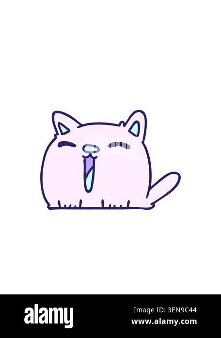 blinking radial lines animation of free hand drawn cute kawaii cat ...