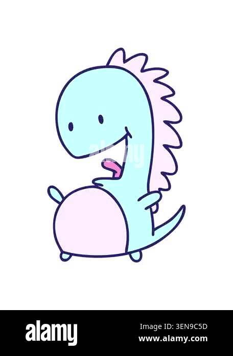 shivering motion animation of cartoon of a happy dinosaur Stock Video ...