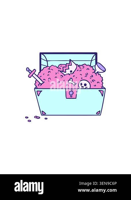 starburst effect animation of cartoon doodle of a treasure chest Stock ...