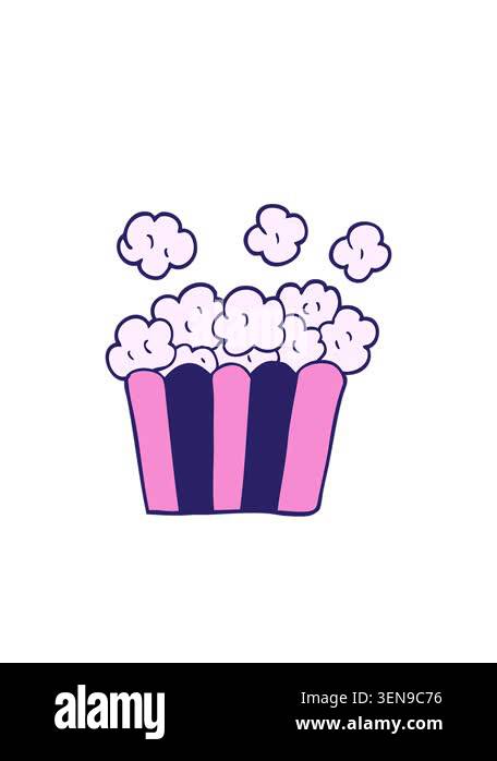 blinking radial lines animation of cartoon cinema popcorn Stock Video ...