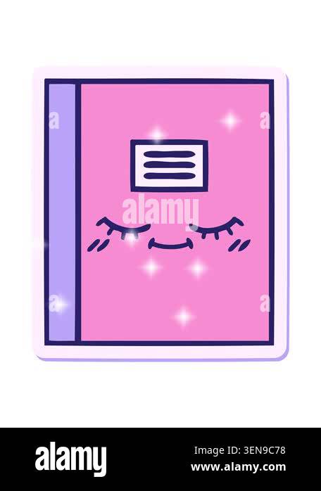 glitter effect animation of sticker of a cute cartoon notebook Stock ...