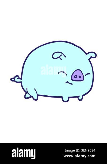 shaking motion animation of hand drawn doodle style cartoon pig Stock ...