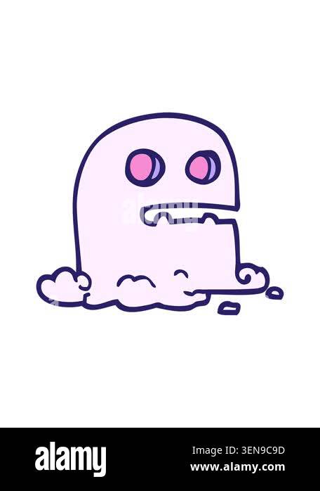 jiggle and pause animation of hand drawn doodle style cartoon spooky ...