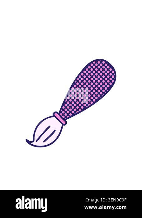 blinking radial lines animation of cartoon design of a paint brush ...