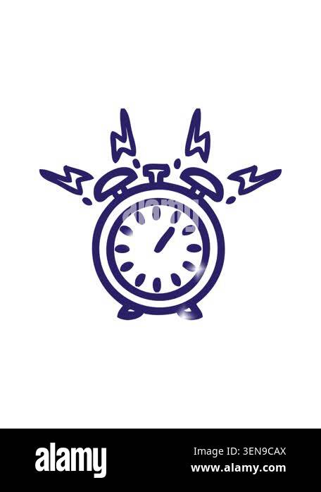 glitter effect animation of line drawing cartoon of a ringing alarm ...