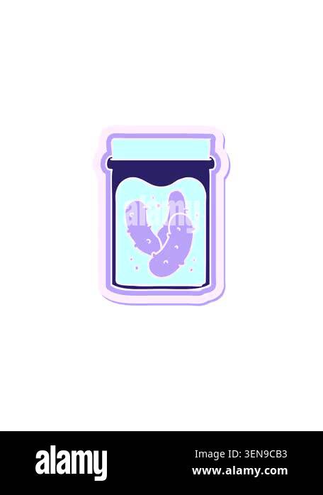 flashy sales animation of cartoon sticker jar of pickled gherkins Stock ...