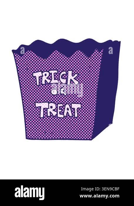 jiggle motion animation of freehand drawn cartoon trick or treat bag ...