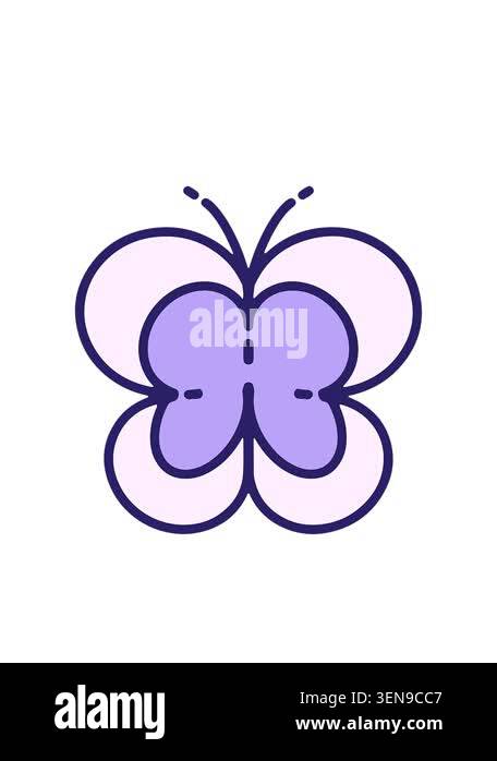 blinking radial lines animation of simple bold design of butterfly ...