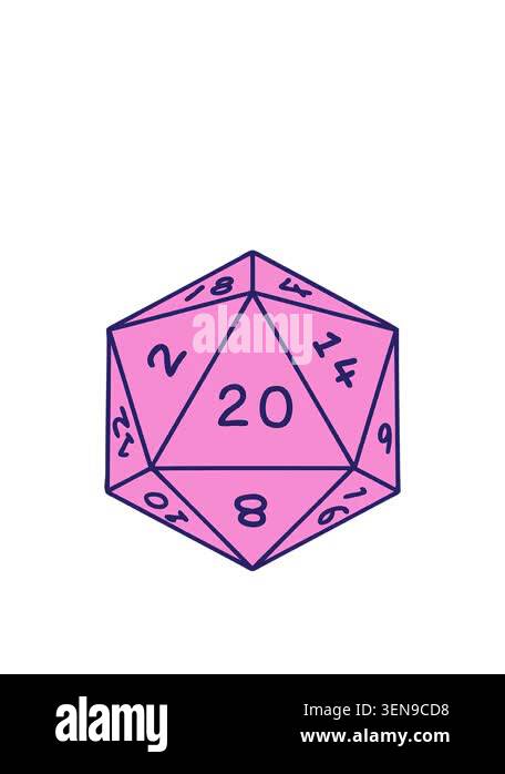 stretching up animation of Tattoo Style natural 20 D20 dice roll Stock ...