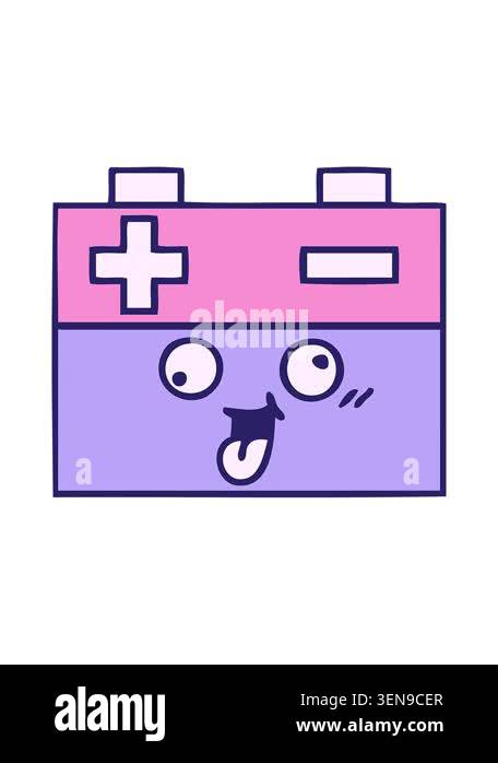 bobbing motion animation of cute cartoon of a car battery Stock Video ...