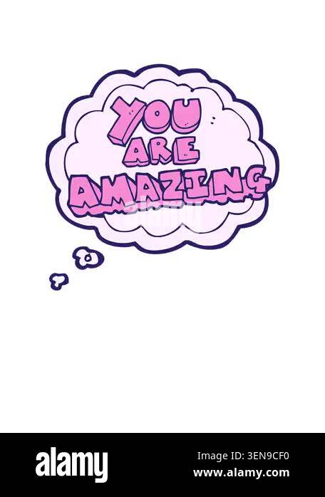 rise and float animation of freehand drawn thought bubble cartoon you ...