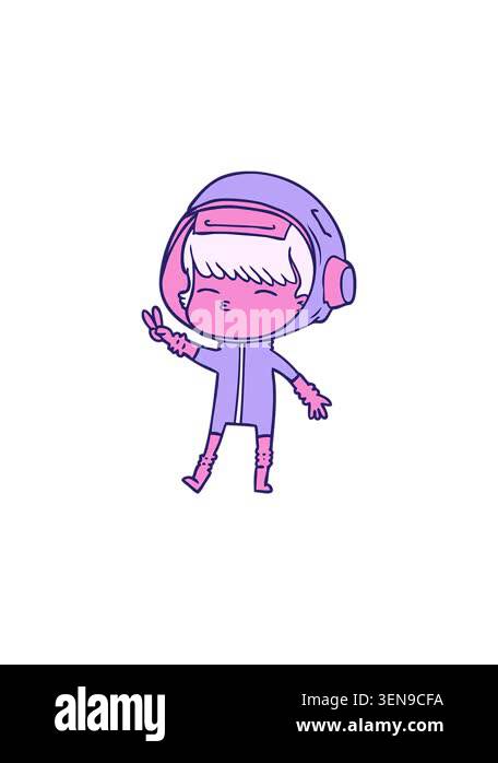 sales flash animation of cartoon spacegirl making peace sign Stock ...