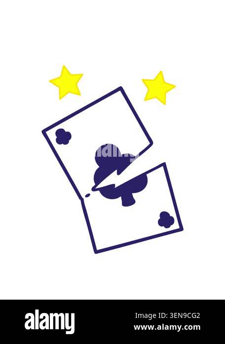 spinning stars animation of tattoo in black line style of a torn card ...