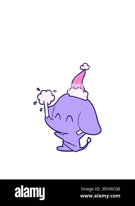 stretching up animation of cute hand drawn line drawing of a elephant ...