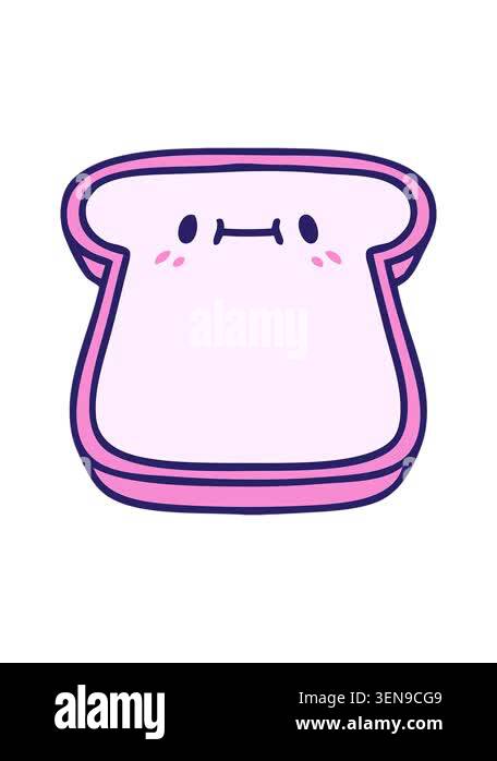 bob and pause animation of cartoon slice of bread with face Stock Video ...