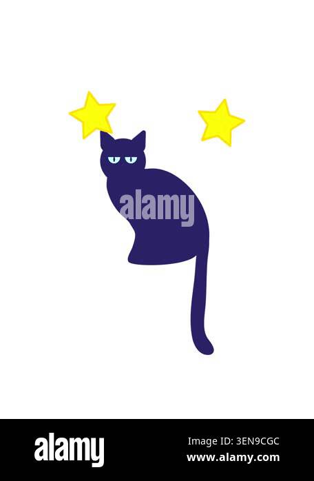 spinning stars animation of Black Cat Stock Video Footage - Alamy