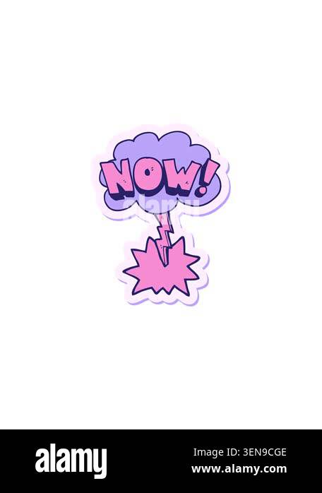 sales flash animation of sticker of a cartoon now symbol with ...