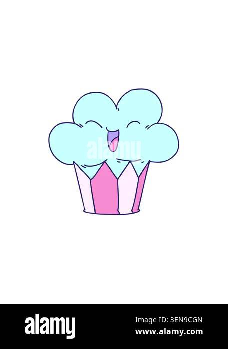 flashy sales animation of hand drawn quirky cartoon happy cake Stock ...