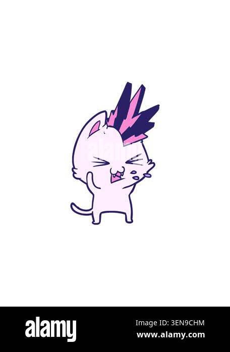 radioactive glowing animation of cartoon punk rock cat hissing Stock ...