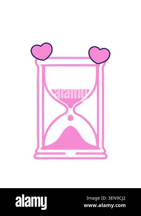 spinning hearts animation of line doodle of an hourglass running sand ...