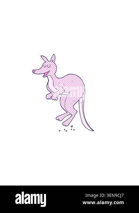 horizontally vibrating animation of freehand drawn cartoon kangaroo ...