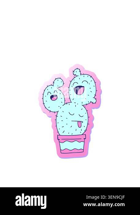 stretching up animation of sticker of a quirky hand drawn cartoon ...