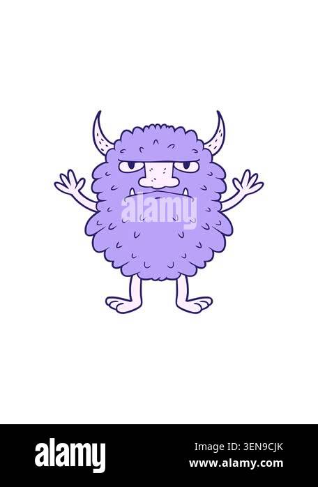 splitting effect animation of cartoon grumpy monster Stock Video ...