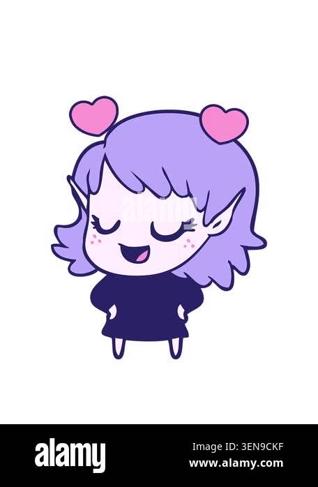 spinning hearts animation of happy cartoon elf girl design Stock Video ...