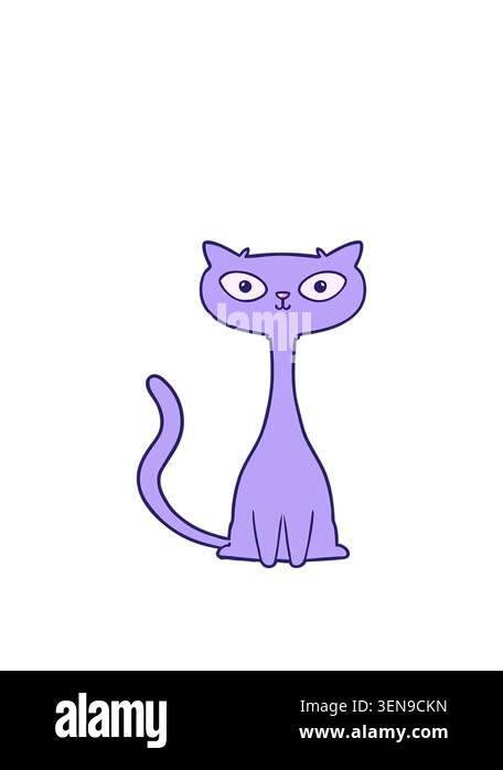 stretching up animation of cartoon of cat character Stock Video Footage ...