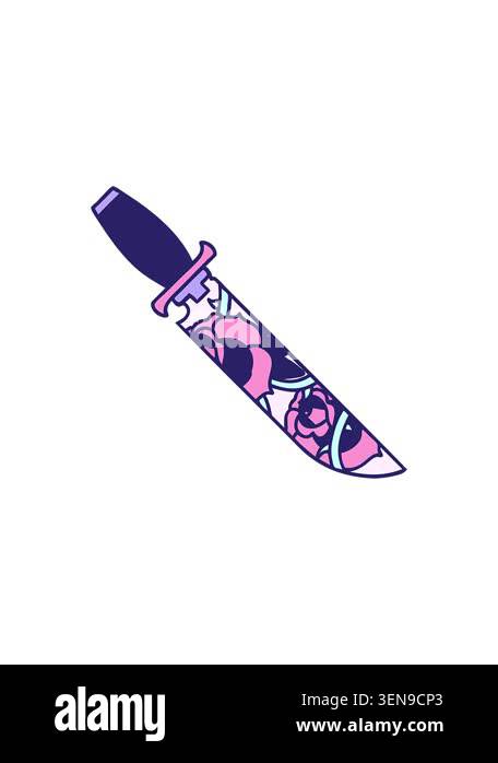 popping motion animation of tattoo of a dagger and flowers Stock Video ...