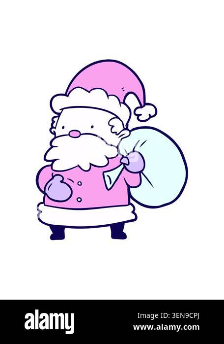 neon light effect animation of a cartoon santa claus Stock Video ...