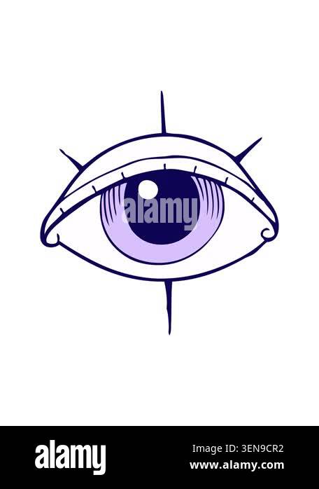 neon light effect animation of cartoon tattoo eye symbol Stock Video ...