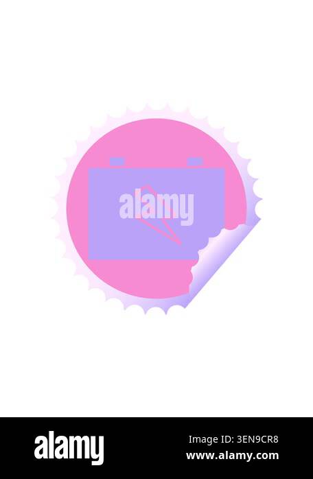 splitting effect animation of circular peeling sticker cartoon of a car ...