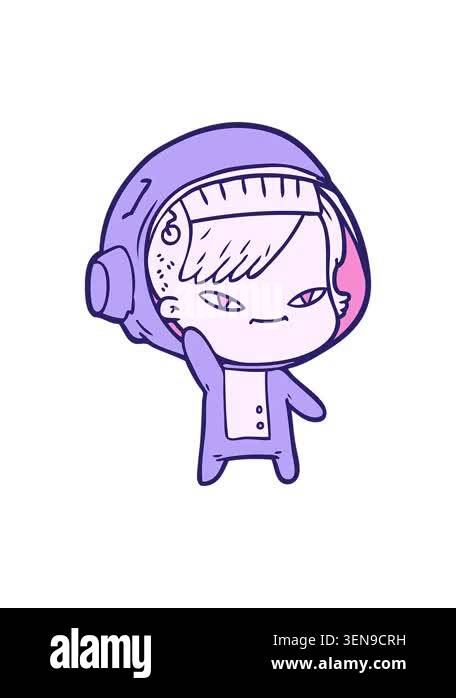 shaking motion animation of astronaut woman cartoon Stock Video Footage ...